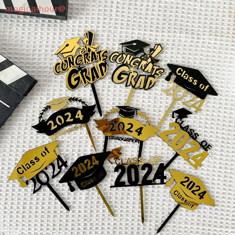 magicalhour Acrylic Cake Topper Class Of 2024 Congrats Grad Cupcake ...