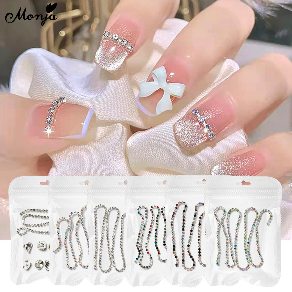 Monja 50cm 3D Claw Chain Nail Rhinestone Chain Super Flash AB ...