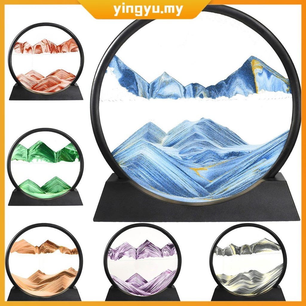 Moving Sand Art Round Moving Sand Picture 3D Glass Sand Painting Deep ...