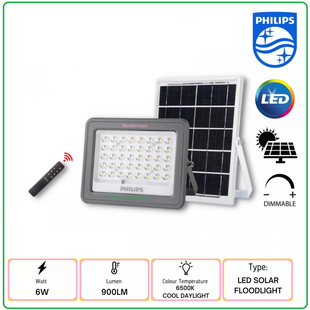PHILIPS BVC080 LED9/765 6W 900LM ESSENTIAL SMARTBRIGHT LED OUTDOOR SOLAR FLOODLIGHT IP65 6500K ...