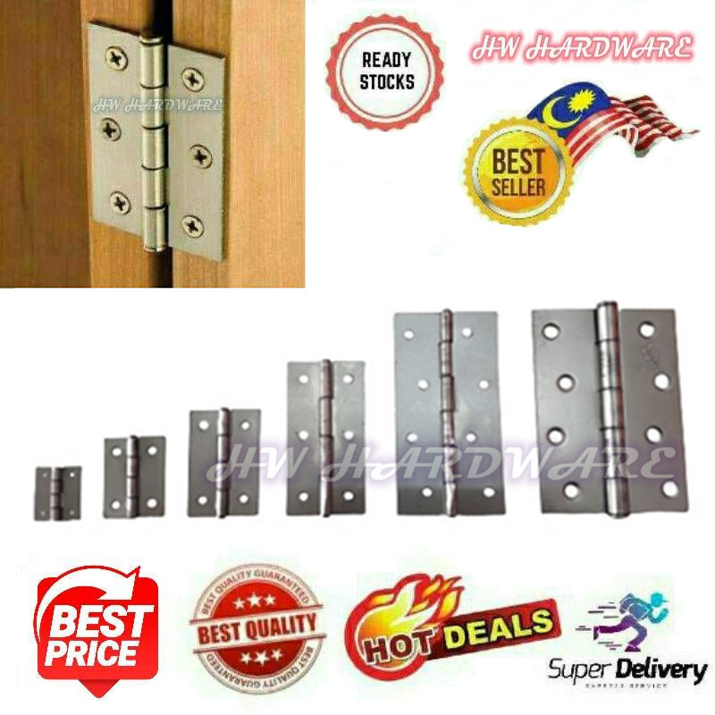BRIGHT LIGHT / HEAVY IRON HINGES ENGSEL BESI NIPIS / TEBAL 1 1/2"- 4 ...