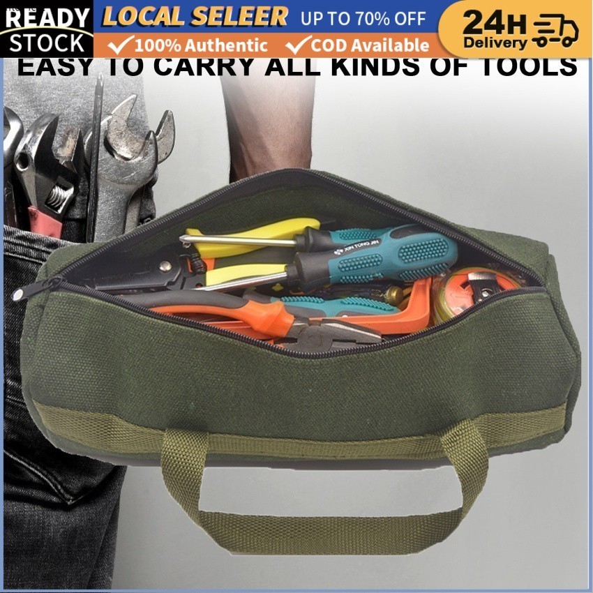 Canvas Thicker Carpenter Electrician Tool Bag Traveling Portable Zipper ...