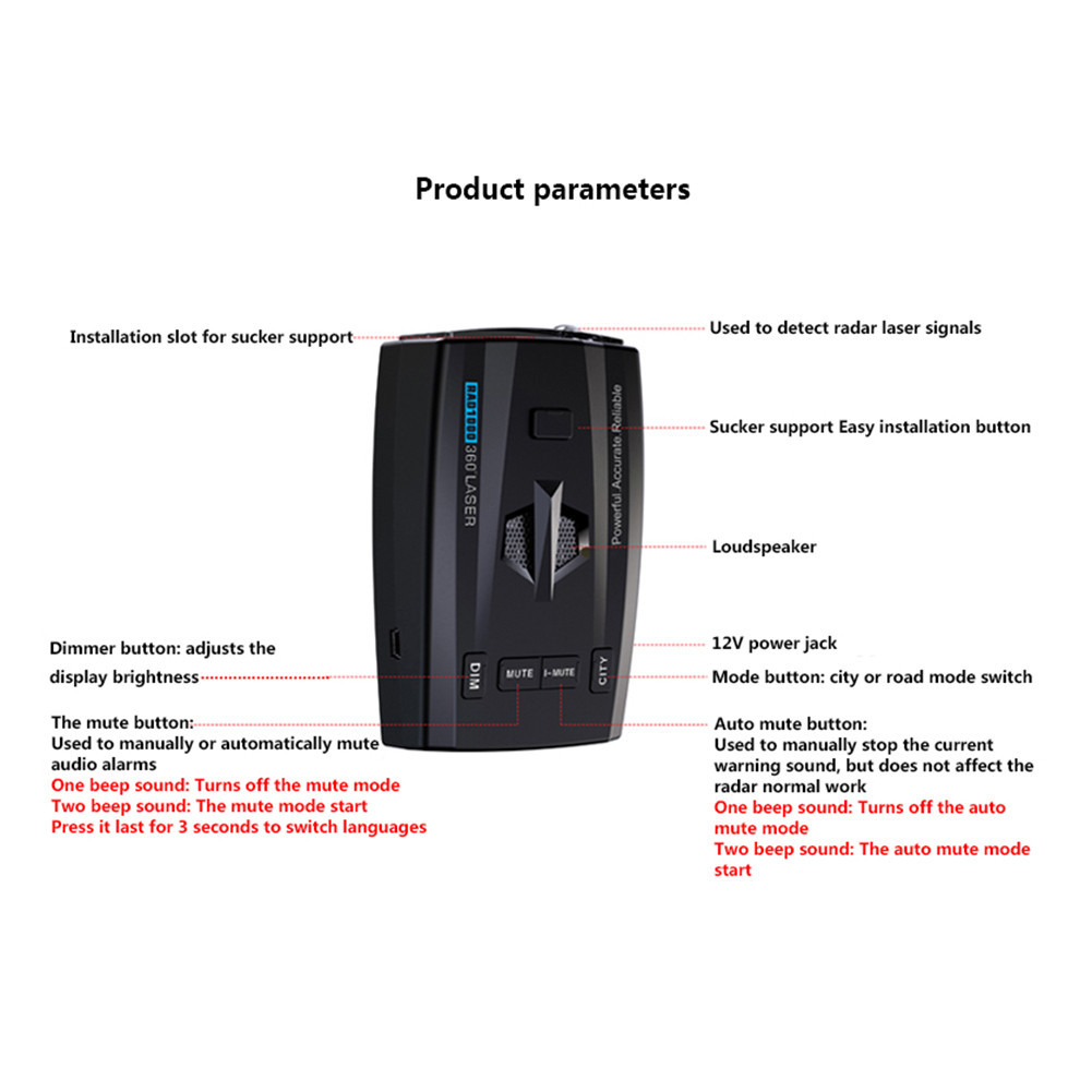 [Domybestshop.my] Car Radar Detector Speed Alert Full-Band Monitoring ...