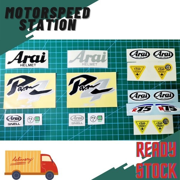 Sticker helmet Arai Ram4 Sticker Hitam Silver Arai Snell Psc Sirim ...
