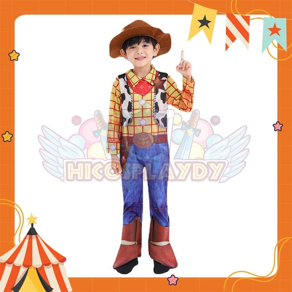 hiCosplaydy Kids Jumpsuit Cowboy Woody Buzz Lightyear Cosplay Costume ...