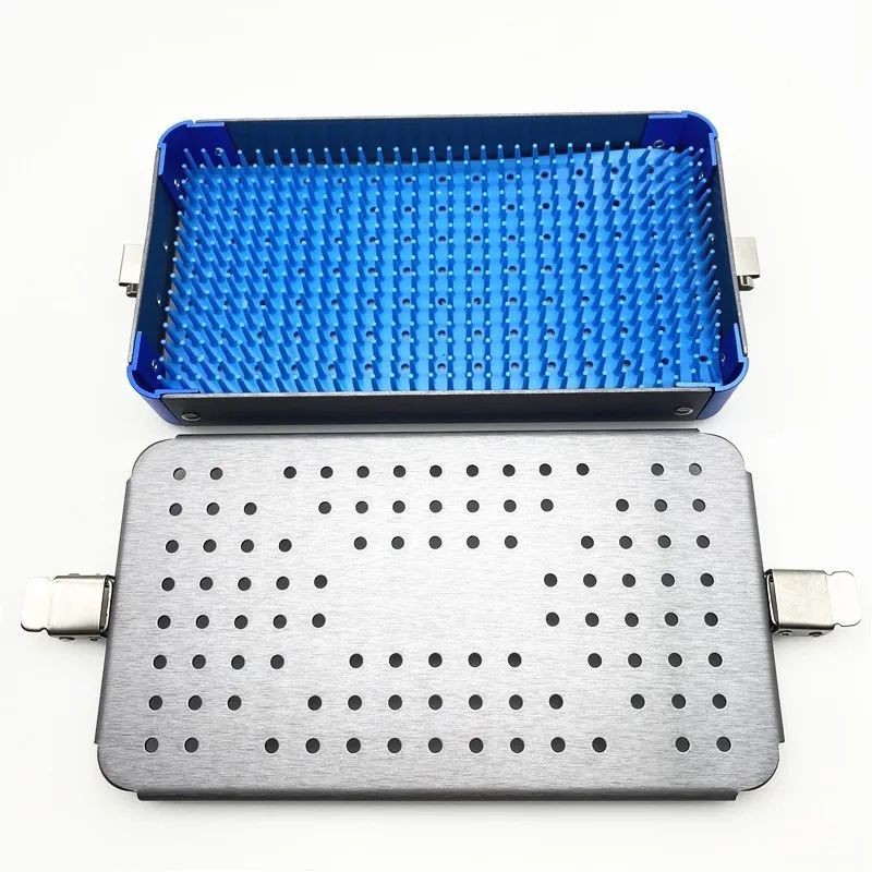 Sterilization tray case Disinfection box Aluminum Sterilization box with silicone pad dental eye ...