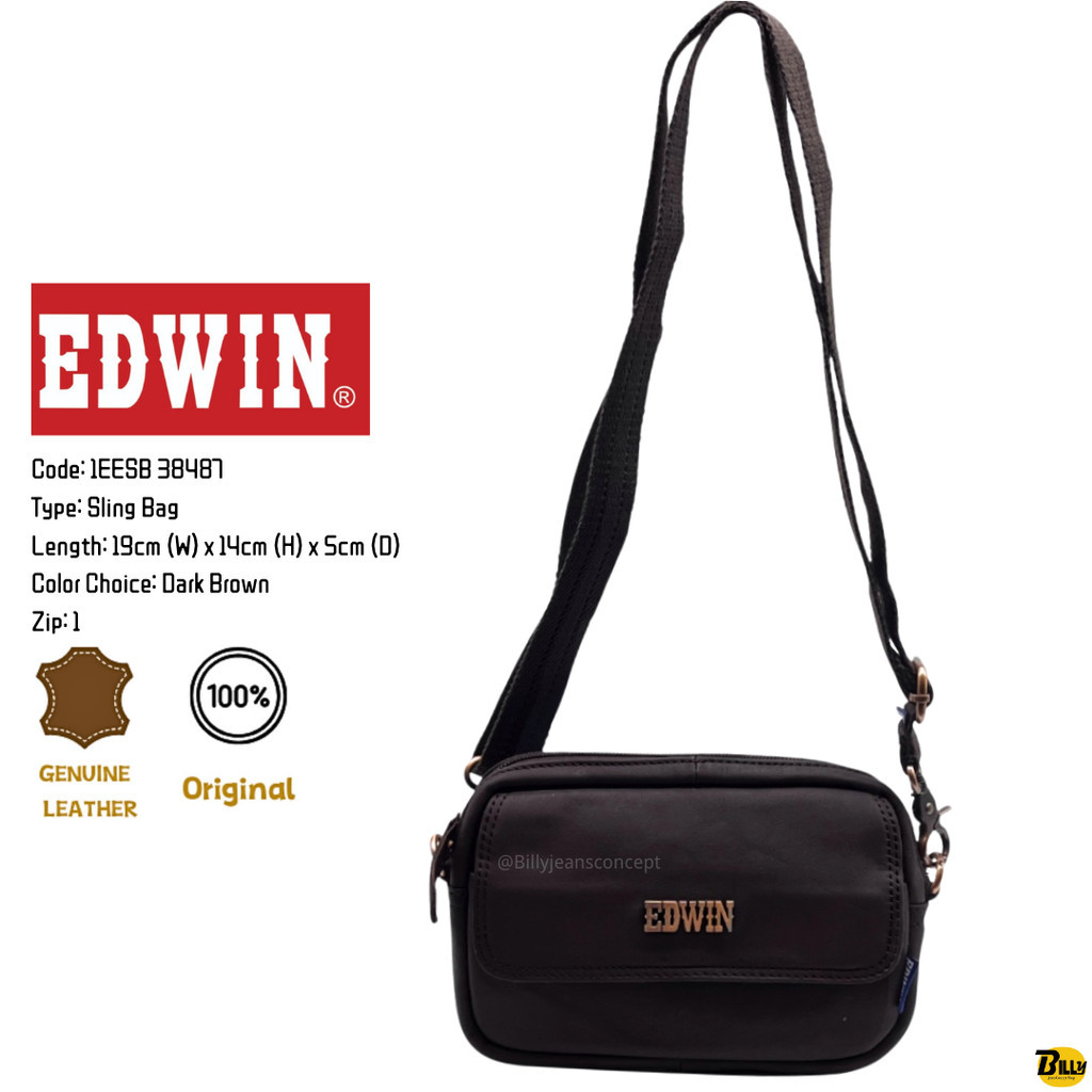 EDWIN Brand Men’s Genuine Leather Sling Bag ( 1EESB 38487 ) | Shopee ...