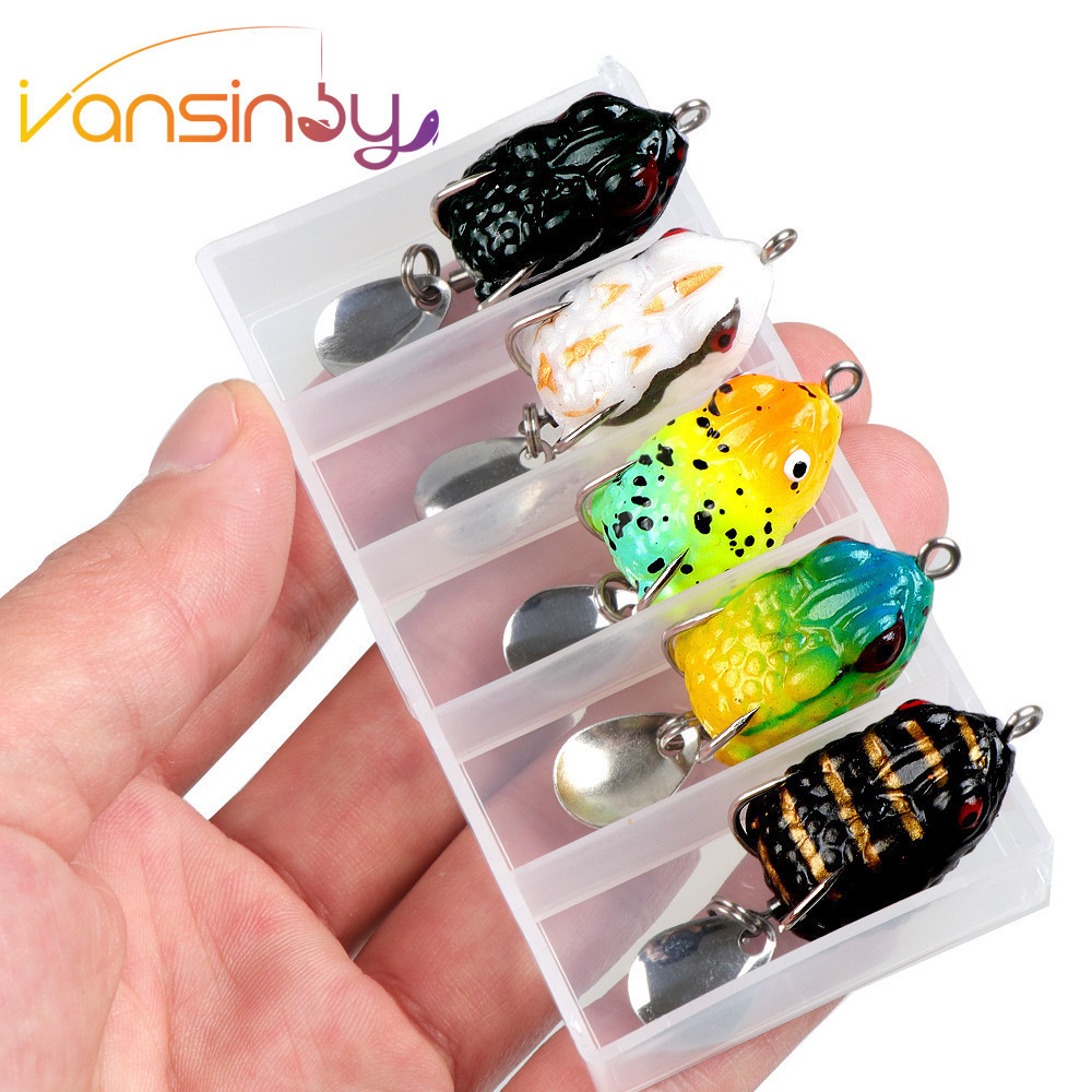 5pcs Set 2.5cm/3g Soft Frog Fishing Lure Mini Soft Lure Double Hooks ...