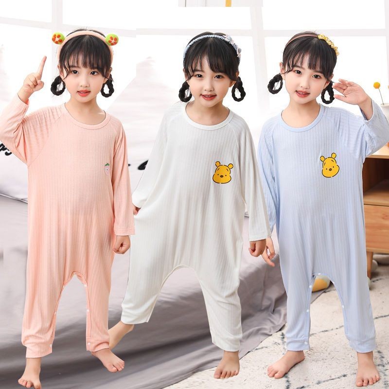 Children's Pajamas Spring Autumn Thin Style Modal Cotton Boys Girls One ...