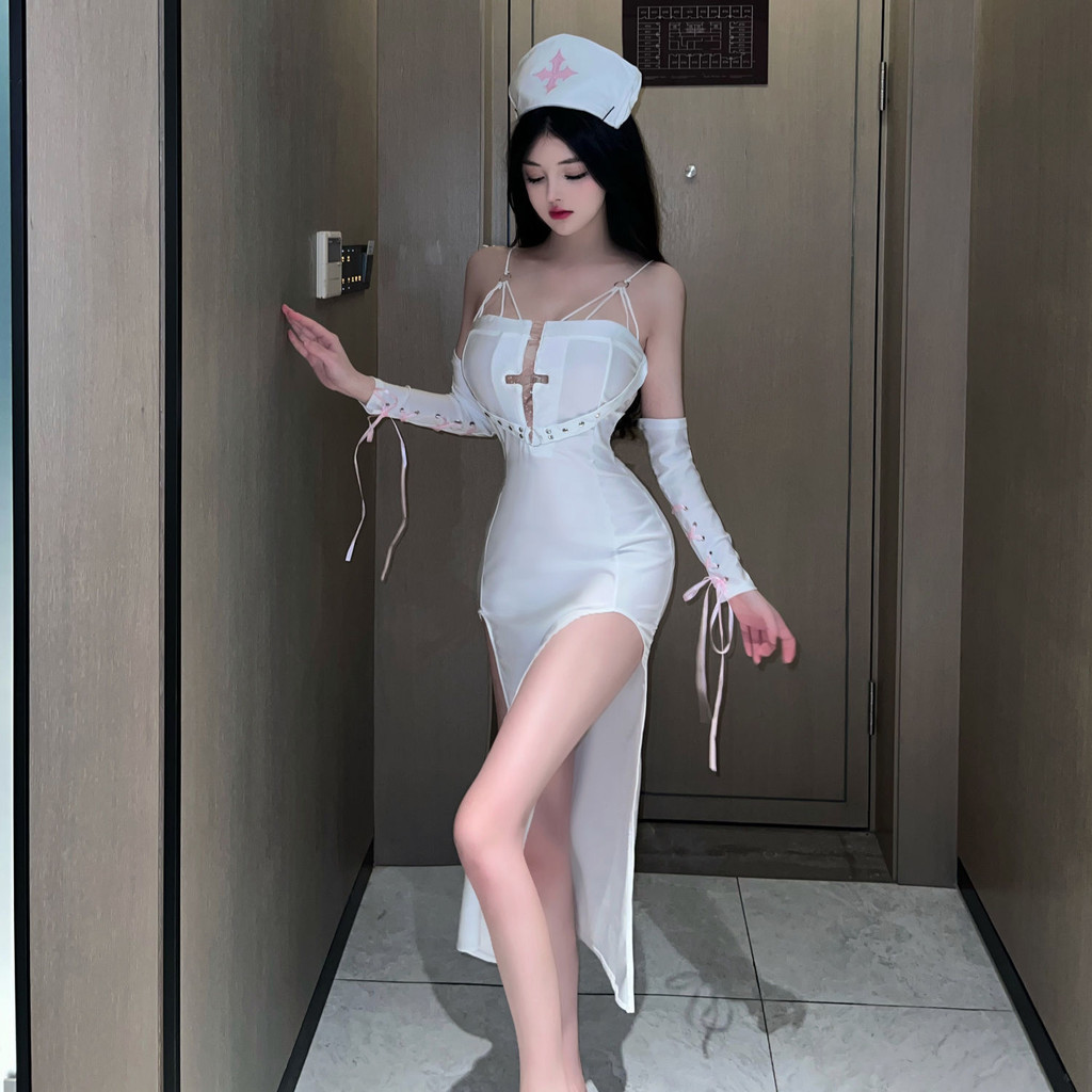 Niche Slim Sexy Hottie Tube Top Cosplay Hip Slit Design Sexy Niche Slim Fit Sexy Hot Girl Tube