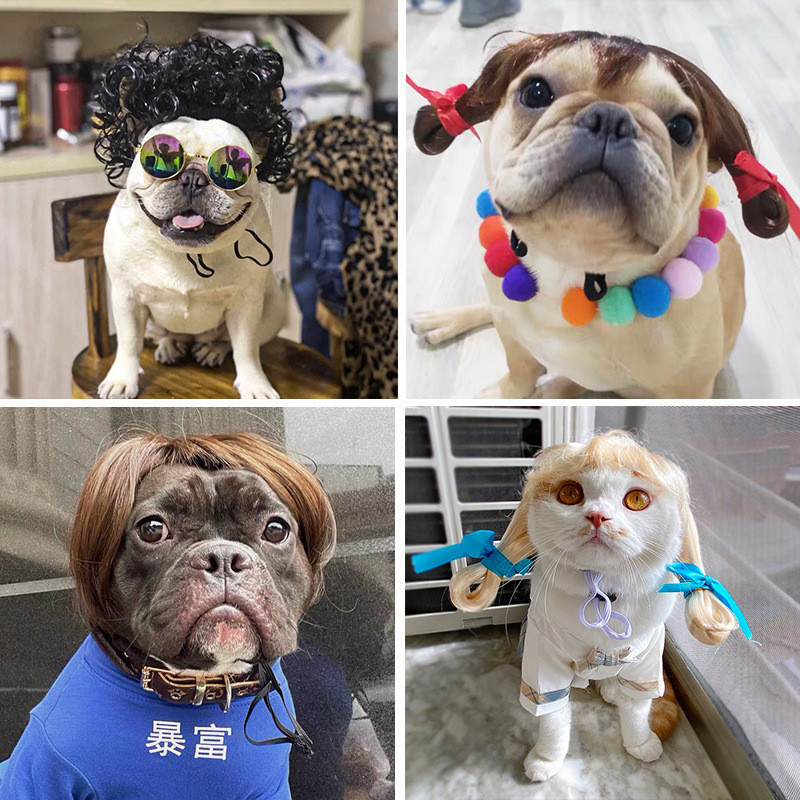 Pet Wig Explosive Head Cat Dog Halloween Christmas Wig Pet Hair ...