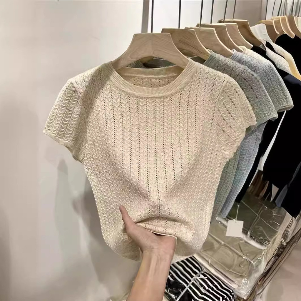 Summer New Style T-Shirt Women Sweet Temperament Round Neck Casual ...