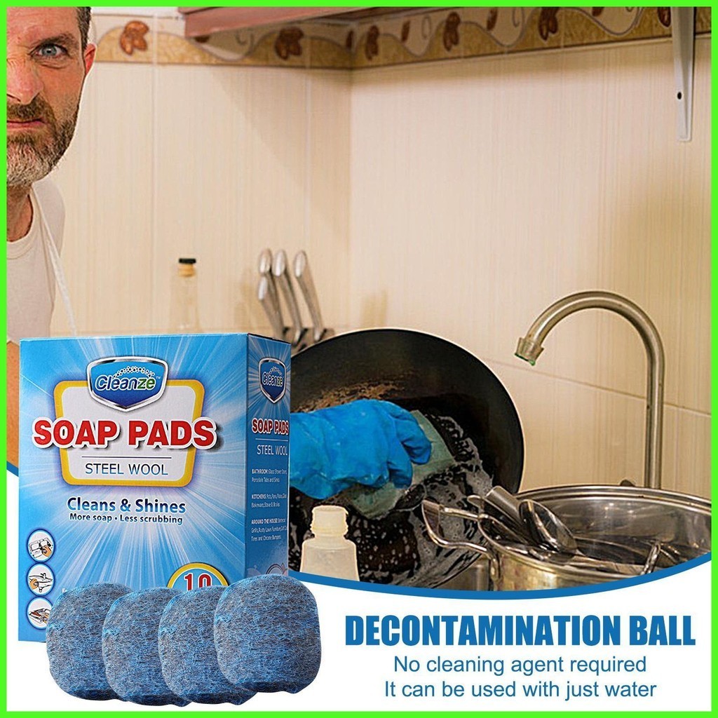 Steel Wool Soap Scrubber Kitchen Steel Wool Cleaning Brush Portable ...