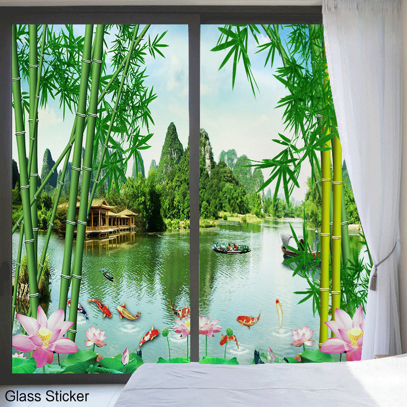 Fresh Green Electrostatic Frosted Glass Film Bathroom Anti-light Window ...