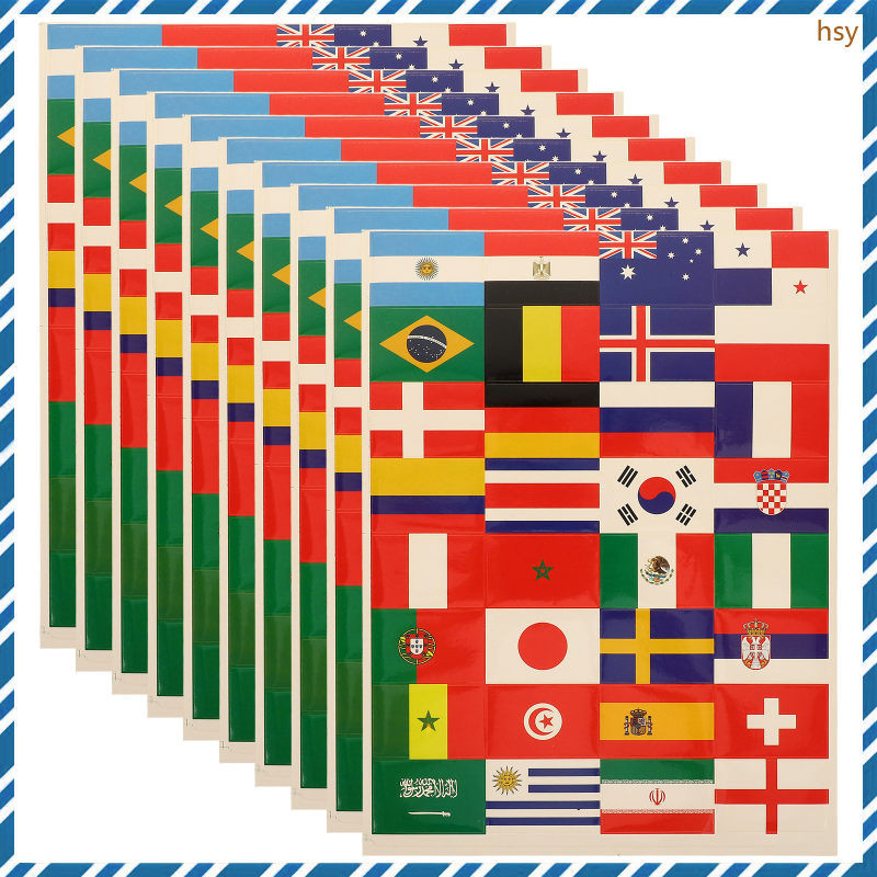 10 Sheets Countries Flag Stickers Flag Stickers Football Match Face ...