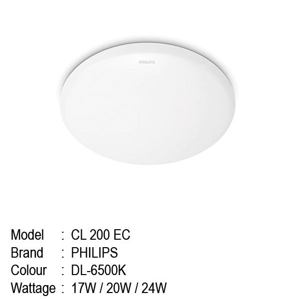 PHILIPS CL 200 EC ROUND DAYLIGHT 6500K SURFACE CEILING LAMP | Shopee ...