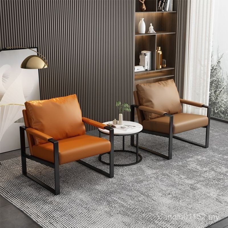 Nordic Sofa Single Small Sofa Influencer Simple Balcony Single Leather ...