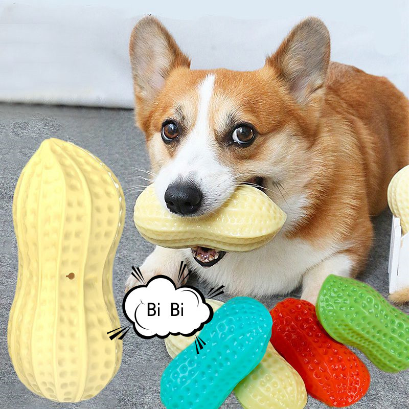 Simulated Peanut Dog Toy Pet Squeaky Tyos Bite Resistant Interactive ...