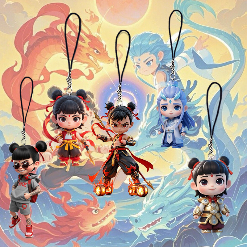 Nezha Phone Chain Cute Aobing Acrylic Keychain Cartoon Phone Hanging ...