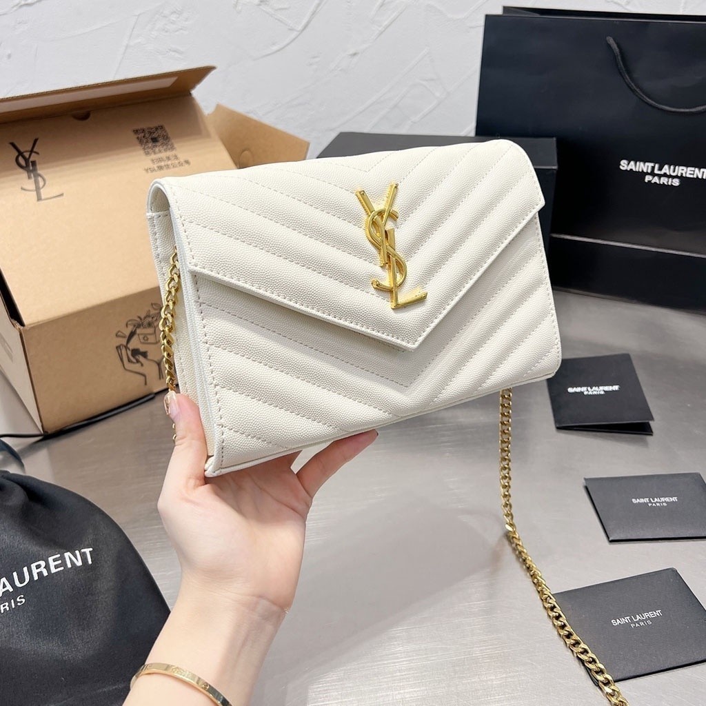 100% New Brand ysl chain Beg letter envelope women's shoulder Beg ...