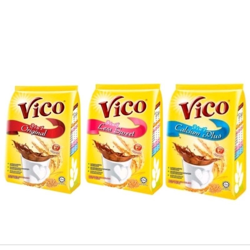 VICO Chocolate Malt Powder 3 In 1 Original Less Sweet Calcium Plus 32G ...