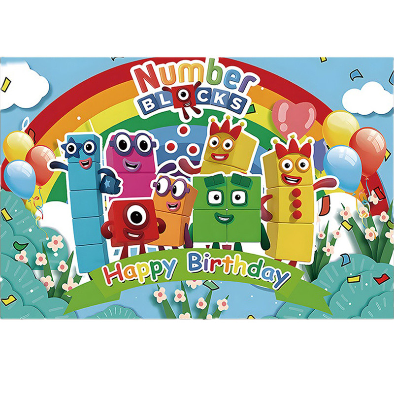 125x80cm Number Blocks Photo Backdrop Vinyl Cloth Photography ...