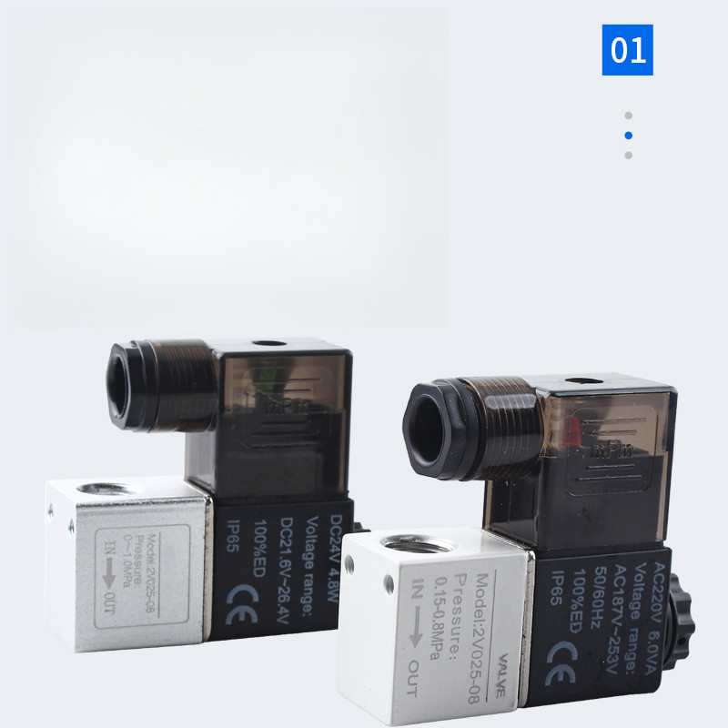 Pneumatic Two-position Two-way Solenoid Control Valve 2v025-08 2v025-06 DC24V One In One Out ...