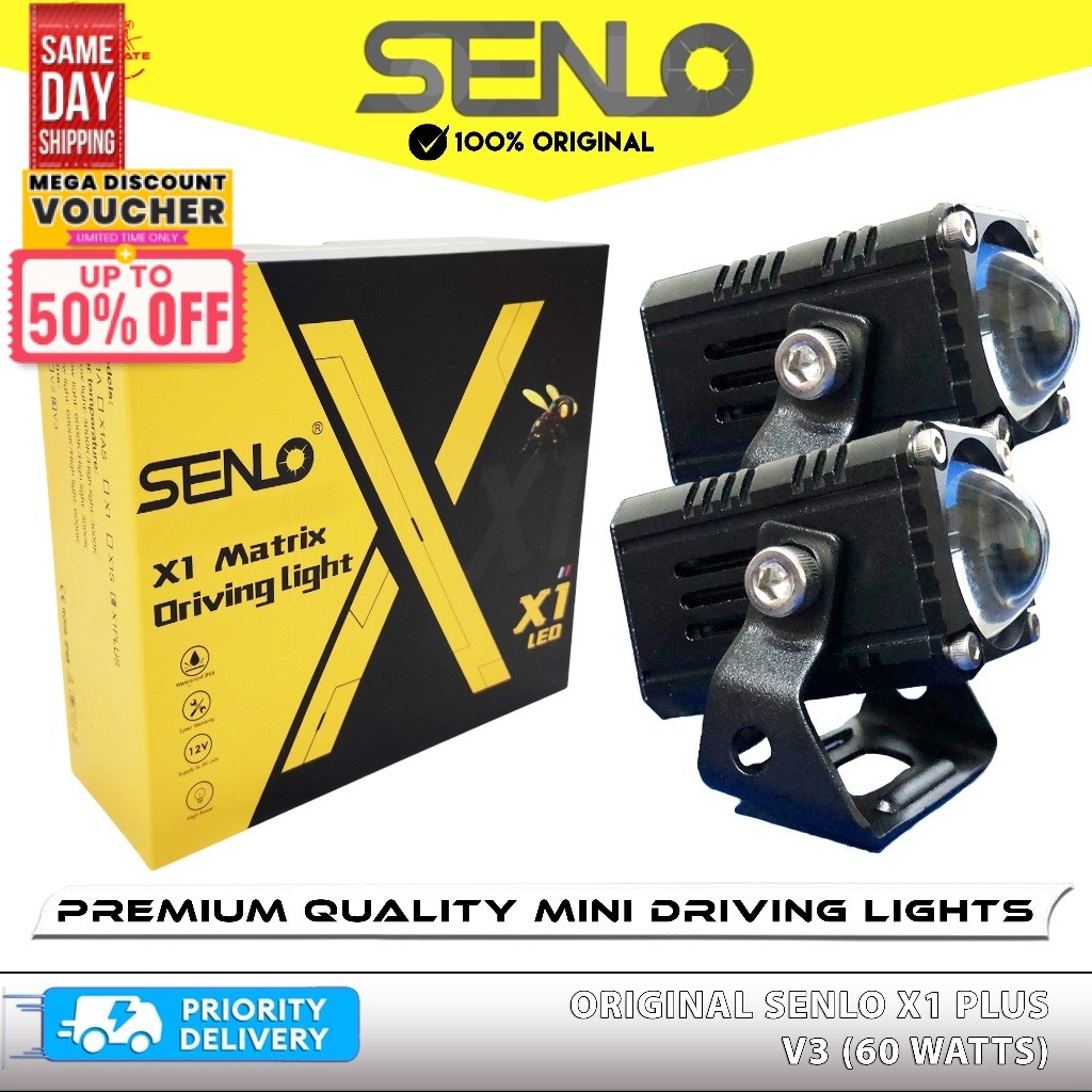 Senlo X1 PLUS V3 Series 60W Premium Mini Driving Light for Motorcycles ...