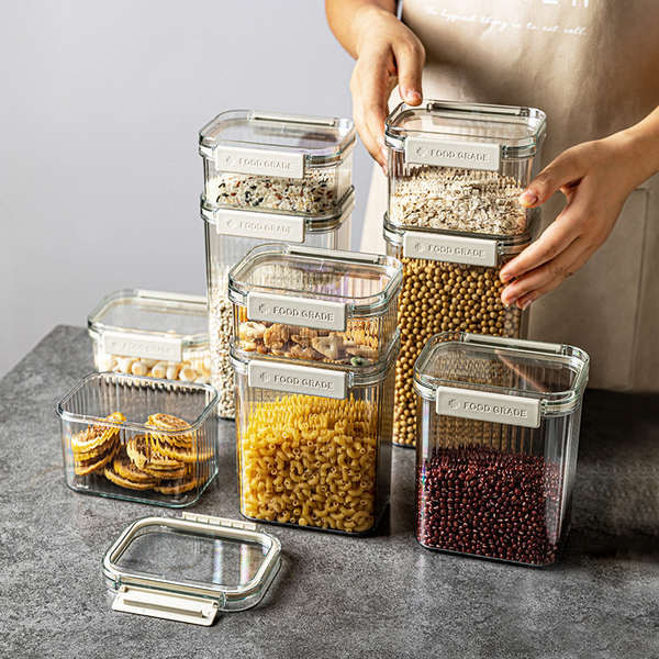 bekas kuih balang kueh Tangki kedap udara, biji-bijian, penyimpanan dapur, tangki plastik ...