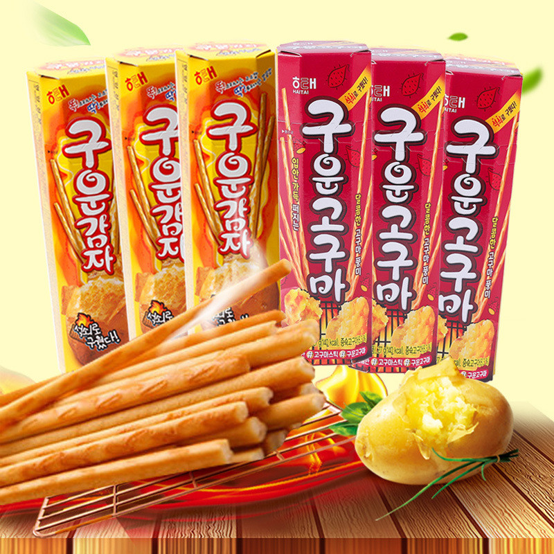 Makanan Ringan Import Korea Haitai Batang Kentang Bakar Arang 27g/kotak ...