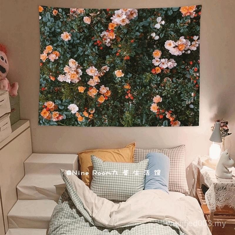 Gaya Vintaj Dalam Latar Belakang Kain Bunga Mawar Dinding Bilik Tidur ...