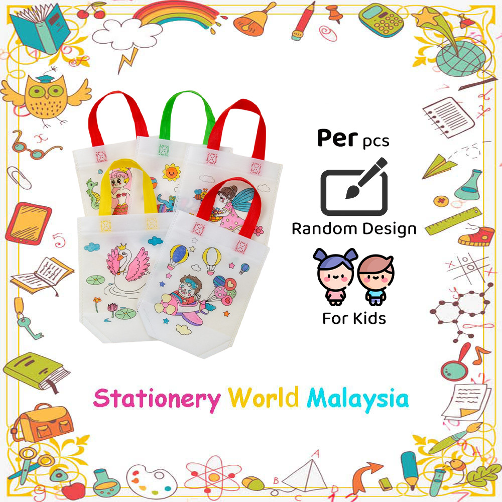 DIY Cute Cartoon Doodle Bag Non-woven Painting Craft Tote Bag ...
