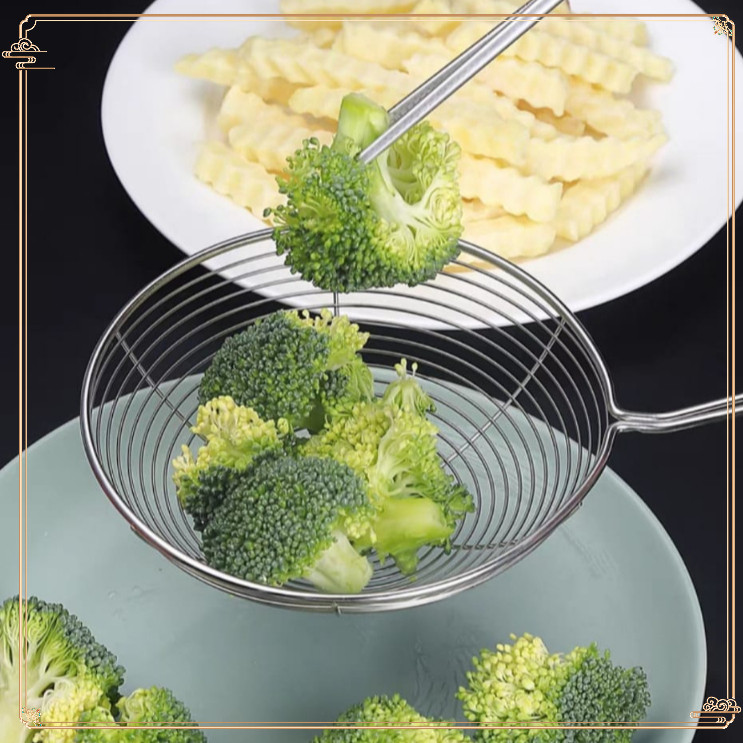 Colander stainless steel kitchen noodle strainer filter net scoop fried ...