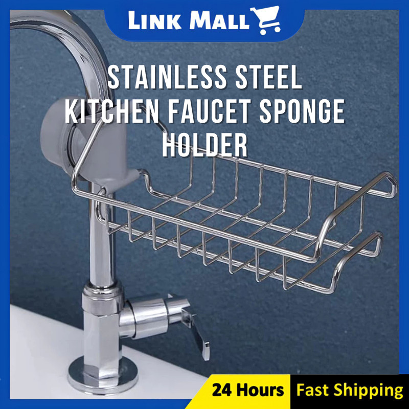 kitchen Stainless Steel Faucet Storage Sink Rack Sponge Holder Rak ...