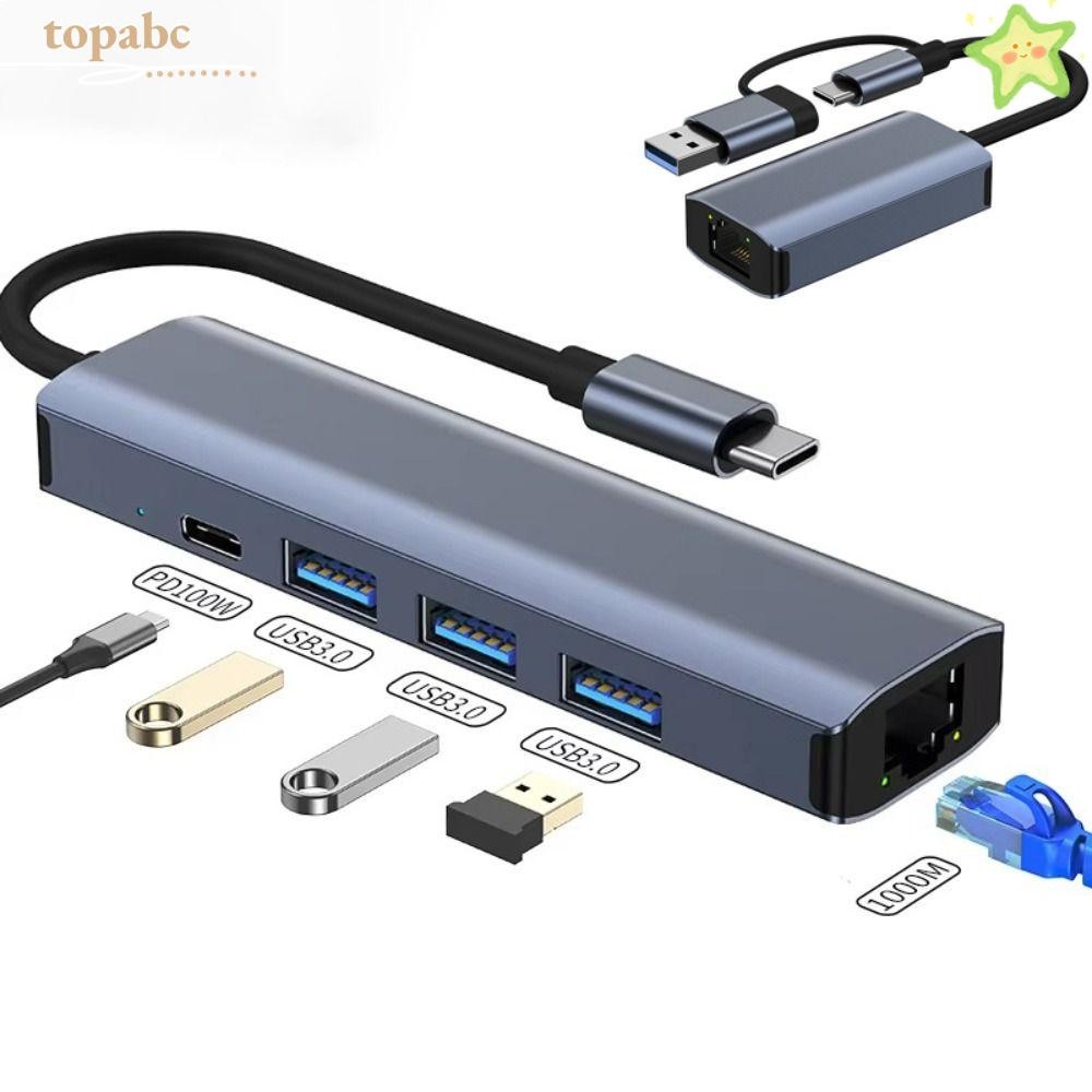 TOPABC RJ45 Docking Station, Gigabit Ethernet OTG USB Type-C HUB, 5 in ...