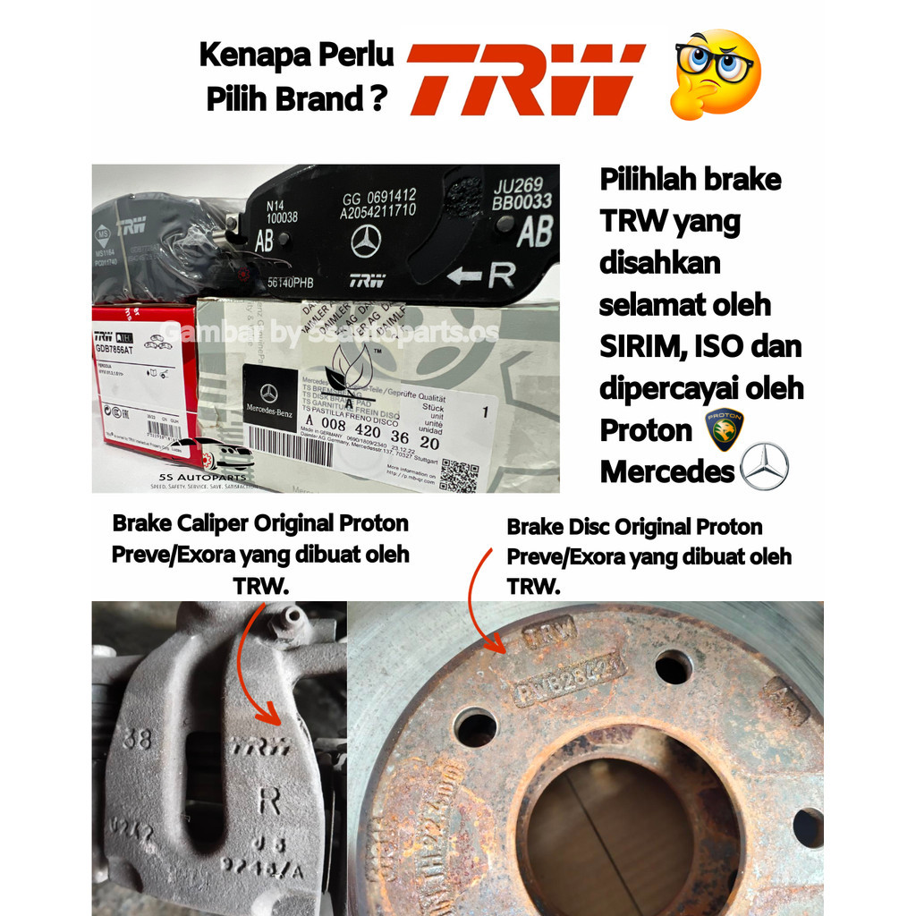 TRW Perodua Kelisa / Kenari Front/Depan Disc Rotor with FBK Disc Pad | Shopee Malaysia