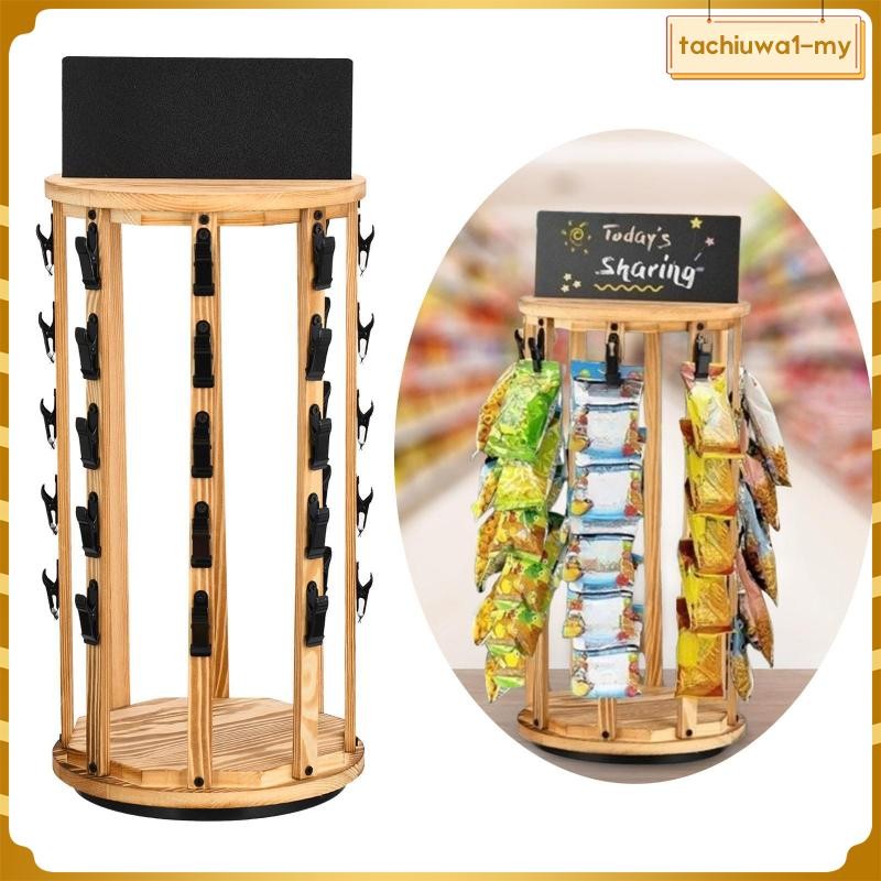 [TachiuwadcMY] Chip Rack Display Stand 360 Rotating Wooden Base Chip ...