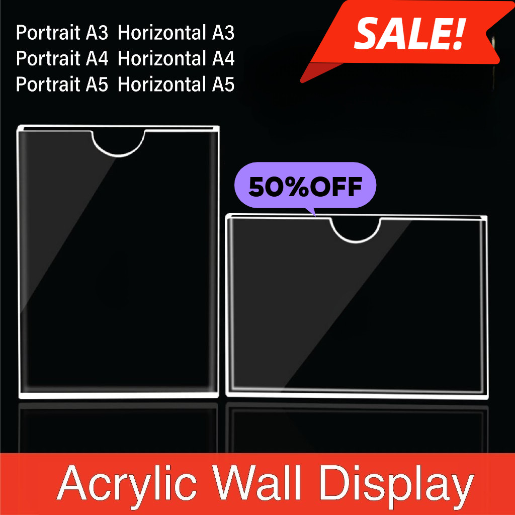 A3 A4 A5 Acrylic Wall Display, Acrylic Frame Slot In Memo Document Menu ...