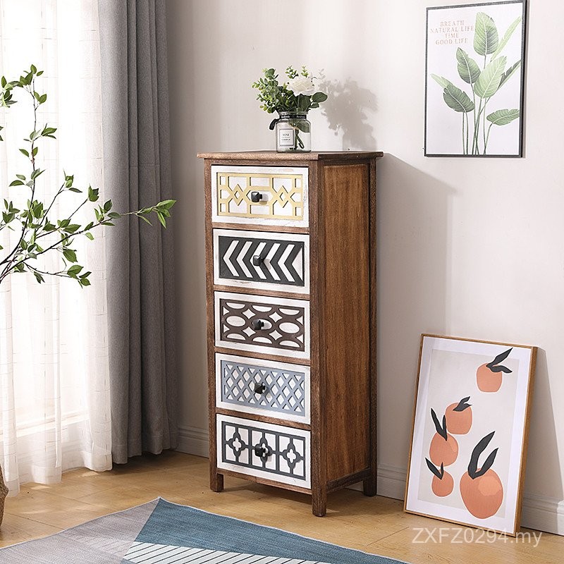 American Style Living Room Back Wall Cabinet Bedside Table Storage ...