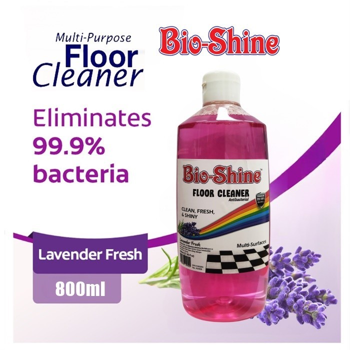 Bio-Shine Anti Bacterial Multipurpose Floor Cleaner Liquid Flooring Lavender Fragnance 800ml ...