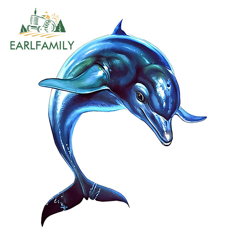 EARLFAMILY 13cm x 10.5cm Dolphin Car Sticker Occlusion Scratch Cute ...