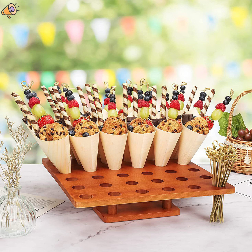 Ice Cream Cone Holder Stand 13 X 13 Inch Wooden Food Cone Holder With ...