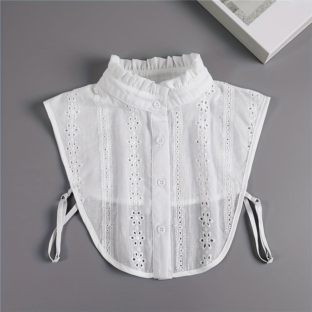Ruffles Jacquard Fake Collar Solid Color Elegant Dickey Collar ...