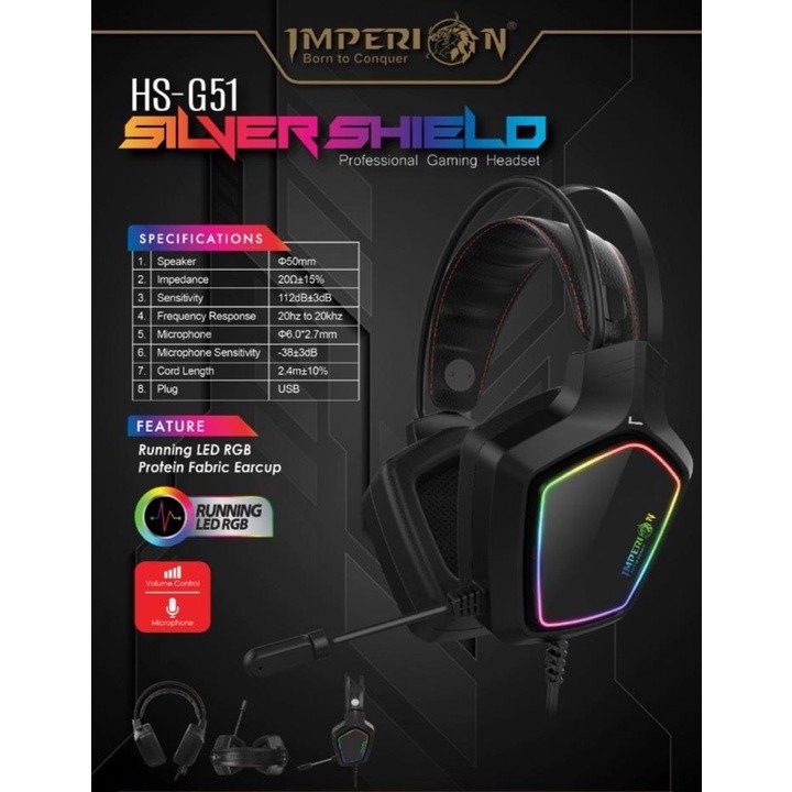 IMPERION SILVER SHIELD HS-G51 RGB Professional Gaming Headset | Shopee ...