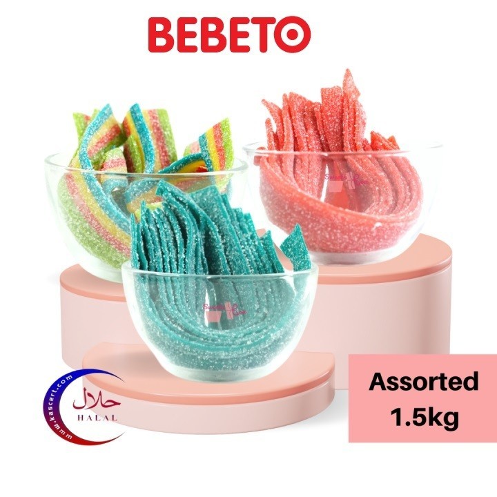 BEBETO HARIBO JELLOPY SOUR BLAST BELT 1.5KG (150PCS) JUMBO TUB YUPI ...