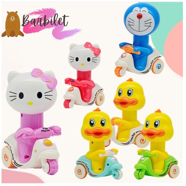 Children's Doraemon/ Duck/ Kitty Cartoon Press Motorcycle inertia Pull ...