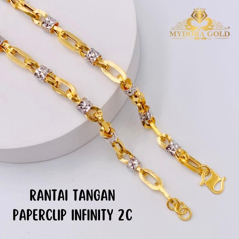 MYDORA Rantai Tangan Paper Clip infinity 2c | EMAS 916/22K | Shopee ...