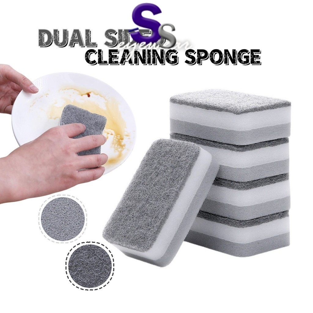 Dual Sided Multipurpose Dishwashing Sponges Strong Scouring Pad Grey ...