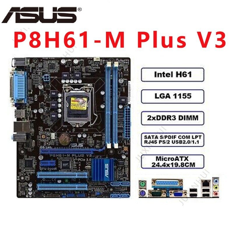 【Used】Asus Motherboard P8H61-M Plus V3 (Socket 1155) ASUS P8H61-M PLUS ...