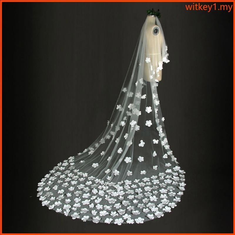 WIT for One-Layer Women Tulle Ultra-Long Trailing Wedding Veil Romantic ...